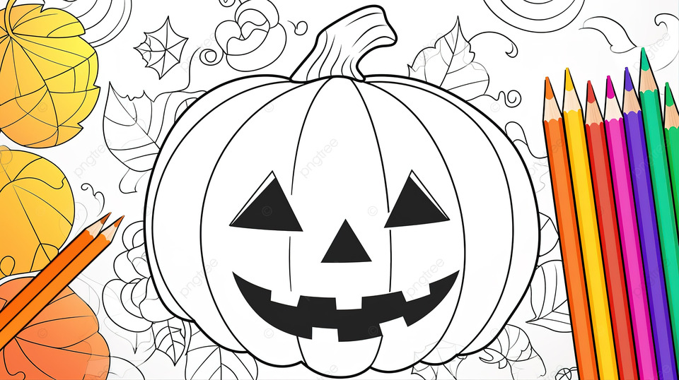 Kleurplaten Halloween met pompoenen om gratis te printen