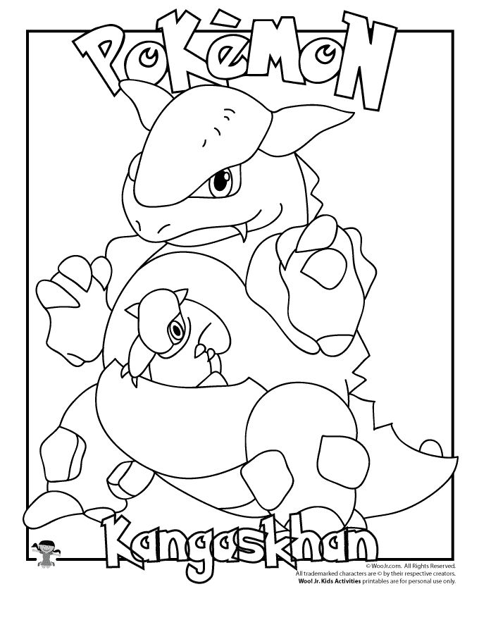 Kangaskhan gratis kleurplaten om te printen en te kleuren
