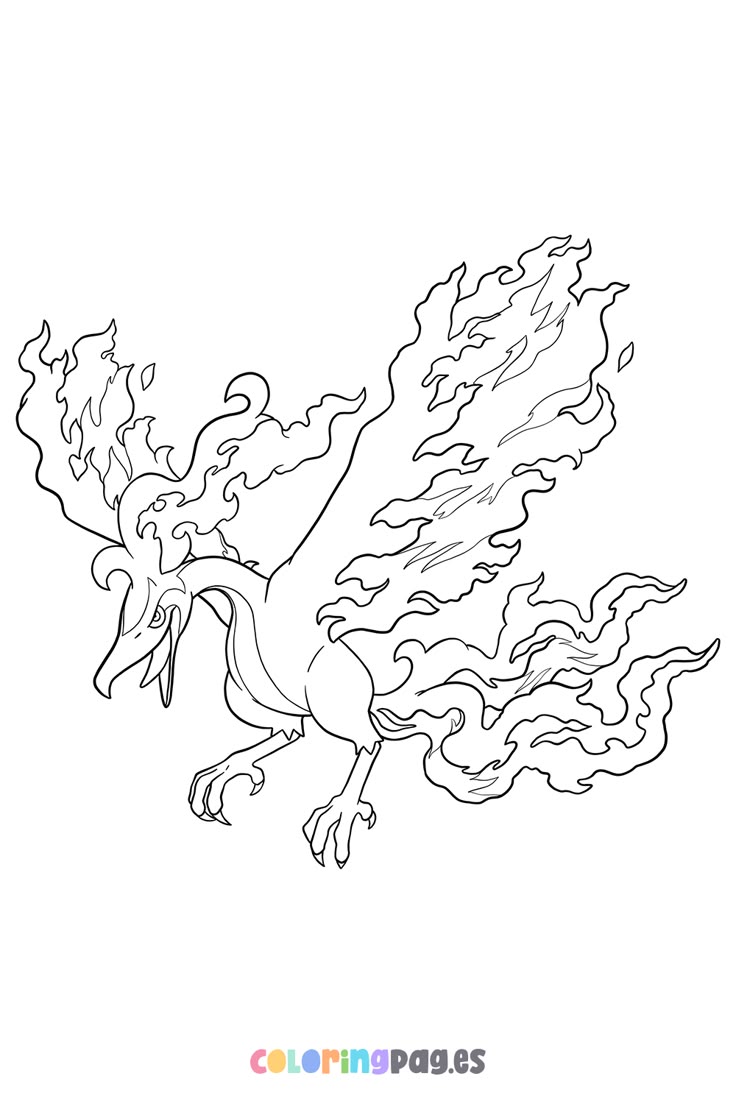 Moltres kleurplaten gratis om te printen en te kleuren