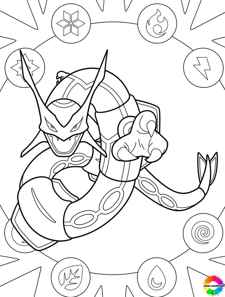 Rayquaza Kleurplaten Gratis om te Printen en Te Kleuren