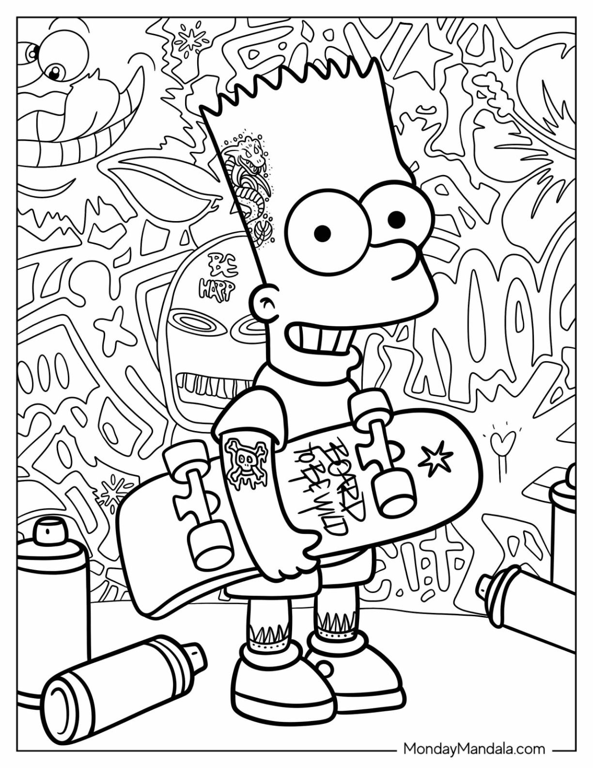 Bart Simpson kleurplaten gratis om te printen en te kleuren